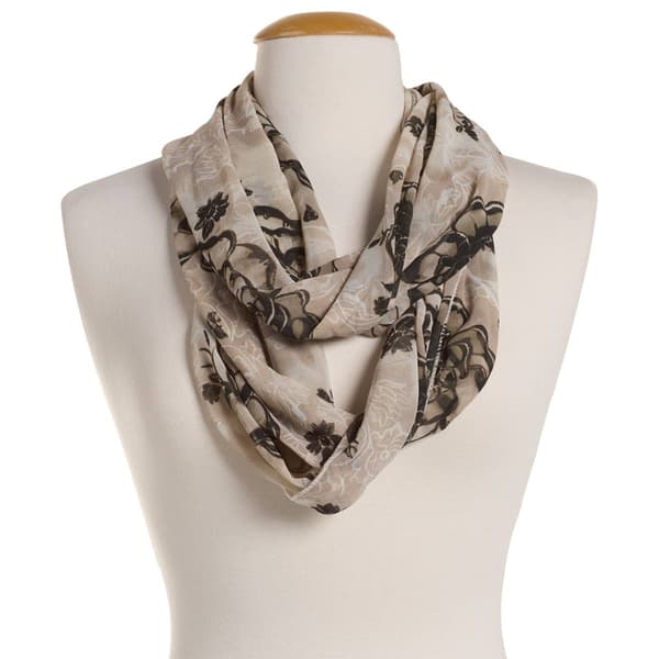Womens Renshun 3D Floral Painted Lace Silky Infinity Scarf - Boscov's