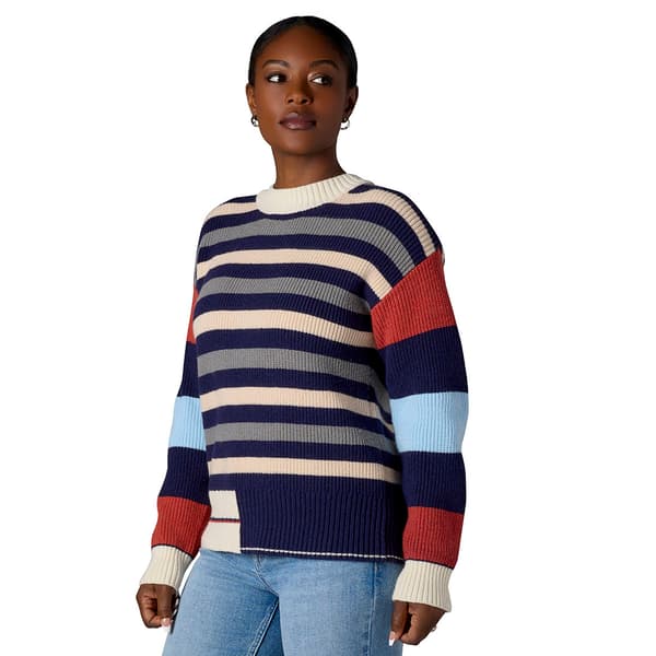 Womens CITY BLUES Long Sleeve Color Block Stripe Sweater - Boscov's