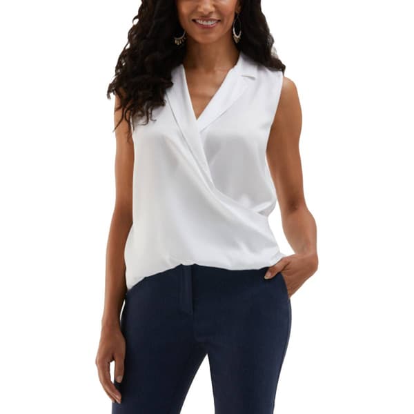 Petite Ella Rafaella® Cross Front Solid Sleeveless Blouse - Boscov's
