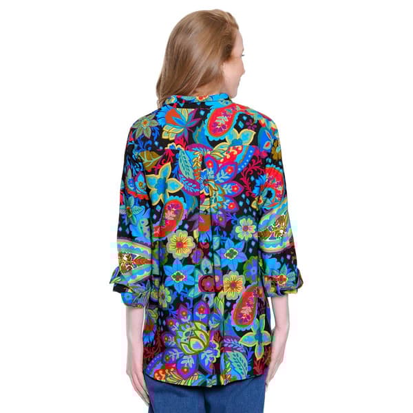 Plus Size Ali Miles Paisley Inverted Pleat Back Button Blouse - Boscov's