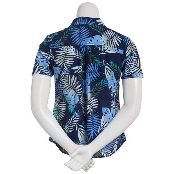 Womens Erica Hayden Short Sleeve Collar Floral Casual Button Down ...