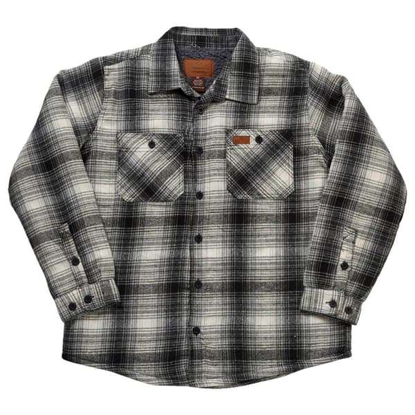 Mens Mountain Ridge® Flannel Shirt Jacket - Grey/Off White - Boscov's