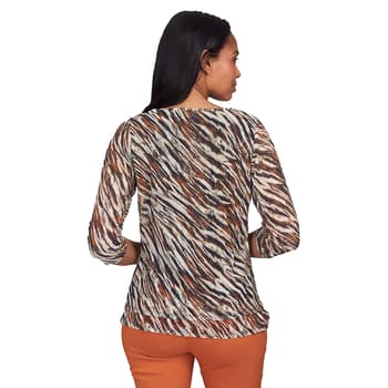Womens Emaline Barcelona 3/4 Sleeve Twisted Front Zebra Blouse - Boscov's