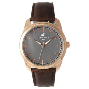 Mens Caribbean Joe Rose Gold-Tone Brown Strap Watch - CJ7121RG - Boscov's