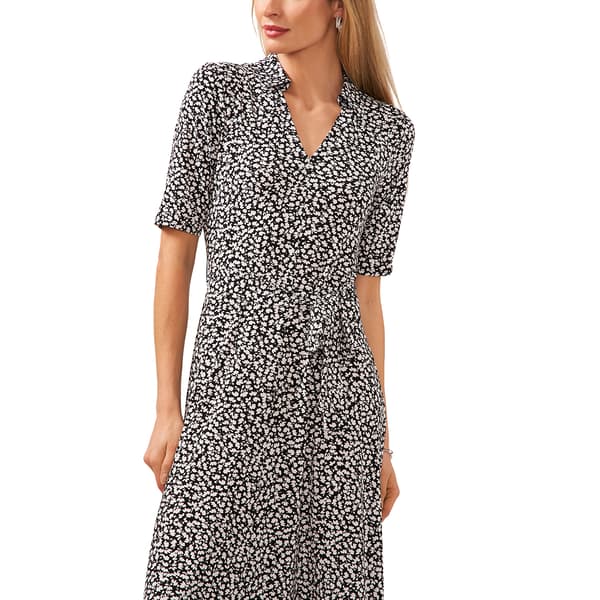 Womens MSK Elbow Sleeve Floral Collar V-Neck Midi Dress - Boscov's