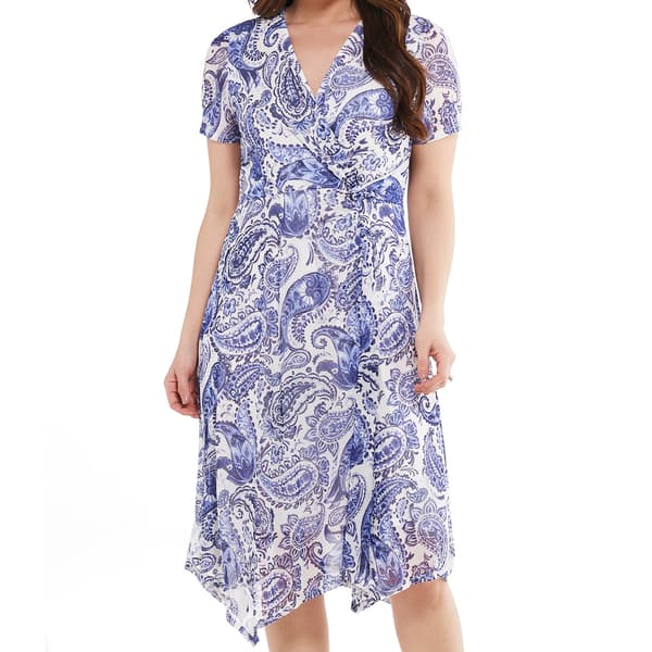 Womens Harper 241 Short Sleeve Paisley Side Knot A-Line Dress - Boscov's