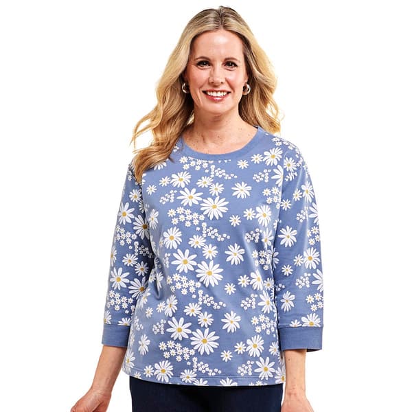 Plus Size Bonnie Evans 3/4 Sleeve Daisies Pullover Sweatshirt - Boscov's