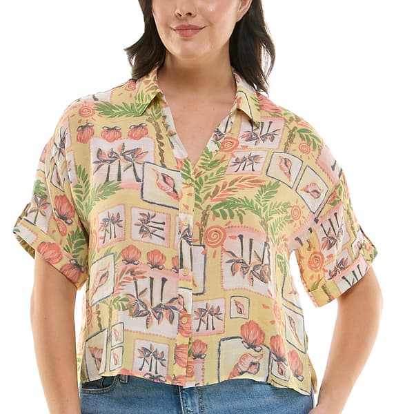Womens Zac & Rachel Tropical Beach Button Down Blouse - Boscov's