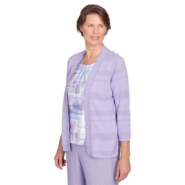 Womens Alfred Dunner Isn’t it Romantic Watercolor 2Fer Sweater - Boscov's