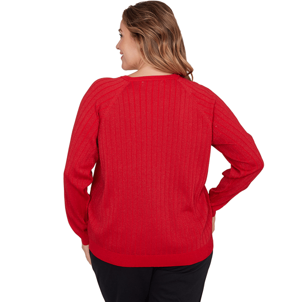 Plus Size Emaline Holiday Items Long Sleeve Ribbed Sweater - Boscov's