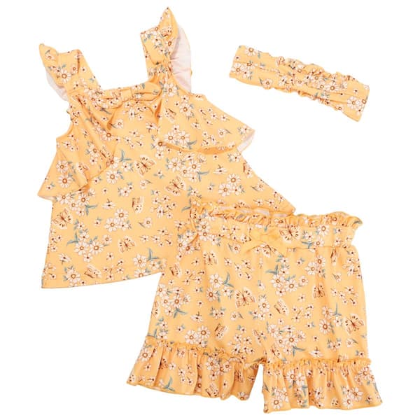 Toddler Girl Little Lass® 3pc. Floral Tank Top & Floral Shorts Set ...
