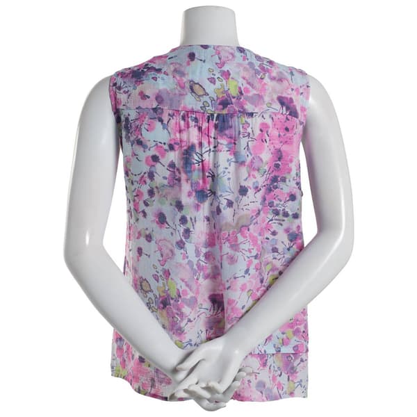 Petite Zac & Rachel Sleeveless Floral V-Neck Blouse - Boscov's