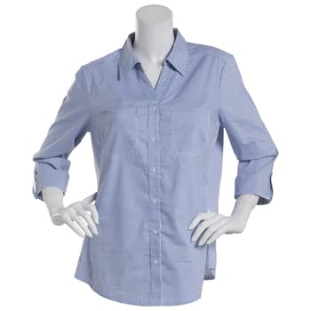 Womens Emily Daniels 3/4 Sleeve 2 Pocket Pinstripe Split Neck Top ...