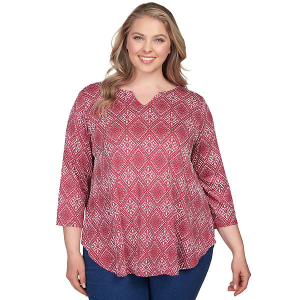 Plus Size Ruby Rd. Must Haves II Diamond Puff Draped Blouse - Boscov's