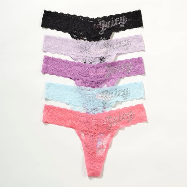 Juniors Juicy Couture 5pk. Lace Thong Panties JC9889-5PKBG - Boscov's