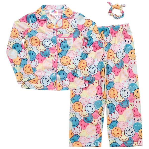 Girls (4-6x) Bmagical Smiley Face Pajama Set with Scrunchie - Boscov's
