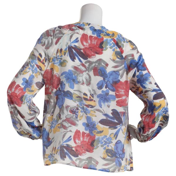 Womens Zac & Rachel Long Sleeve Floral String Blouse - Boscov's
