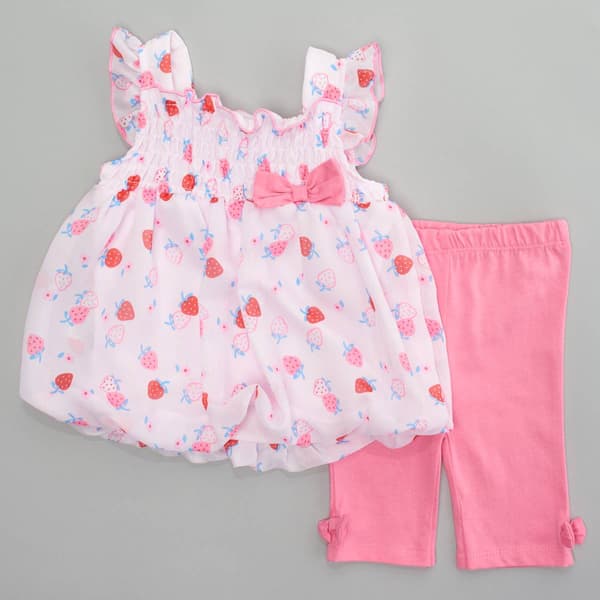 Baby Girl (NB-9M) Bebe Strawberry Chiffon Bubble Top & Capris Set ...