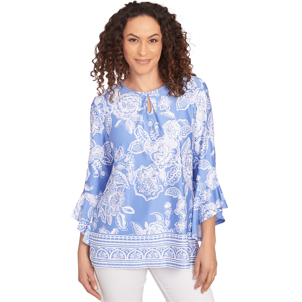 Womens Ruby Rd. Watercolor Dreams Ruffle Sleeve Floral Blouse - Boscov's