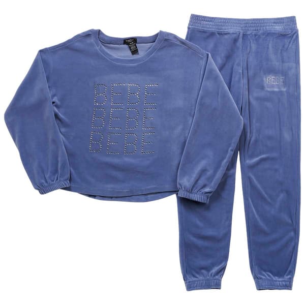 Girls (7-12) Bebe Velour Rhinestone Top & Jogger Sweatpants Set - Boscov's