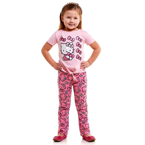 Girls (4-6x) Hello Kitty® Tie Front Top & Bow Flare Leggings - Boscov's