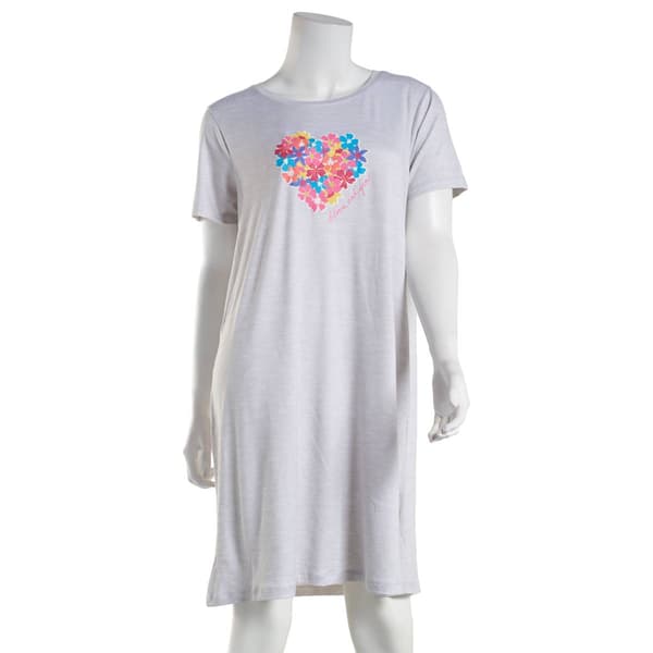 Plus Size René Rofé Short Sleeve Heart Bloom Nightshirt - Boscov's