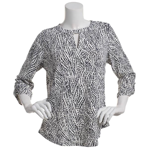 Womens Cure 3/4 Sleeve Roll Tab Abstract Crepe Blouse - Boscov's