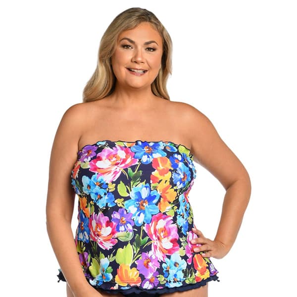 Plus Size Maxine Ruffle Bandeau Convertible Tankini Swim Top - Boscov's