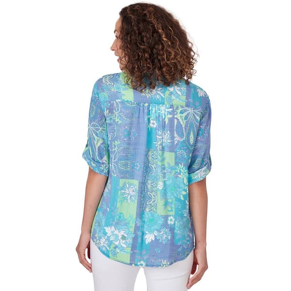 Petite Ruby Rd. Wovens Patchwork Lotus Slub Blouse - Boscov's