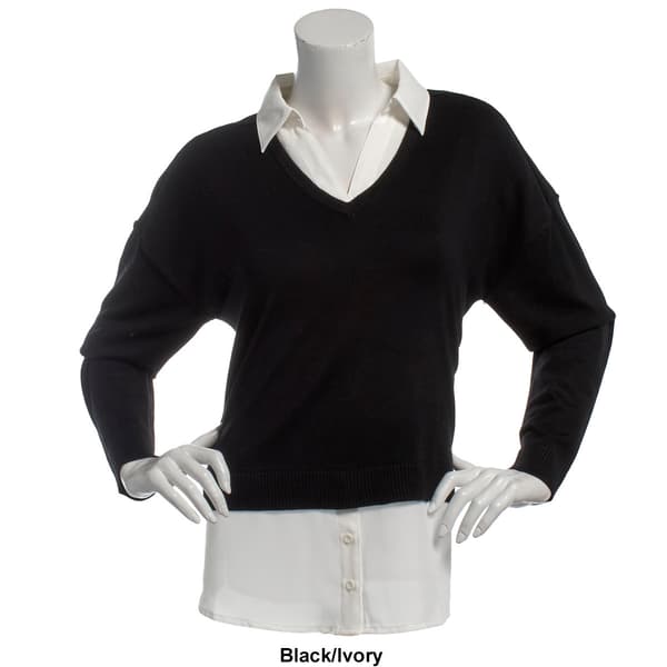 Womens Adrianna Papell Long Drop Should Exposed Seam 2Fer Sweater ...