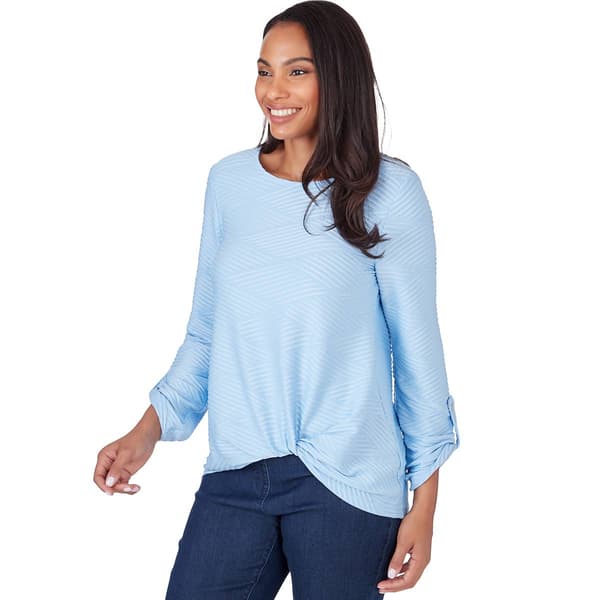 Womens Ruby Rd. Blue Horizon Round Neck Twist Front Tee - Boscov's