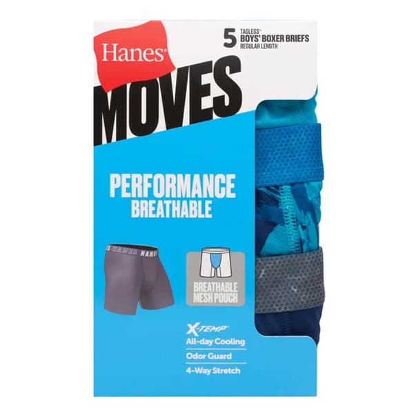 Boys Hanes® 5pk. Breathable Boxer Briefs - Navy/Grey - Boscov's