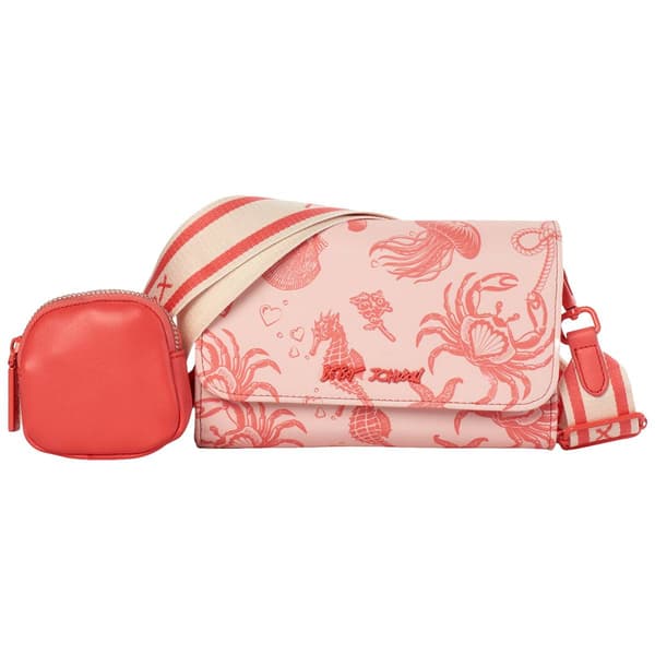 Womens Betsey Johnson Flynn Crossbody Wallet - Coral - Boscov's
