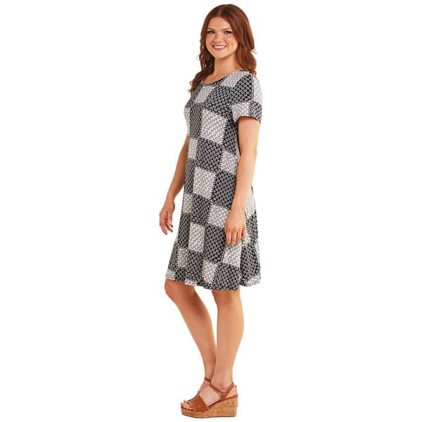 Womens Architect® Short Sleeve Patchwork A-Line Dress - Boscov's