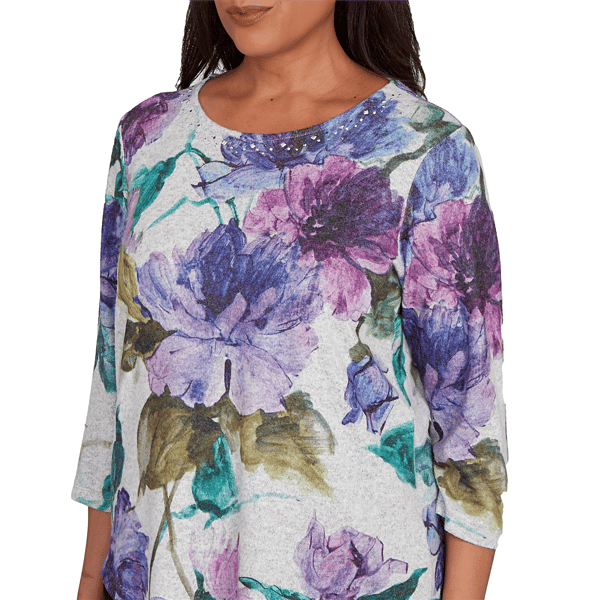 Womens Alfred Dunner Lake Champlain Asymmetrical Floral Blouse - Boscov's
