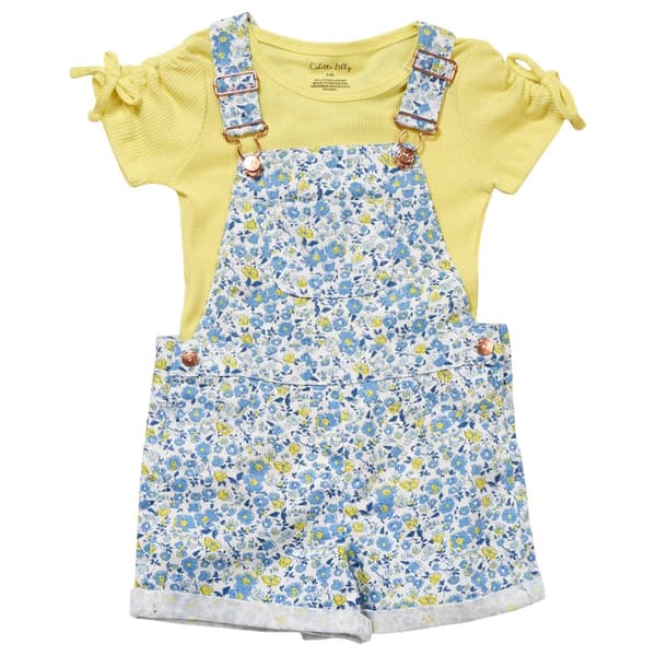 Girls (4-6x) Colette Lilly Solid Rib Tee & Floral Shortalls Set - Boscov's