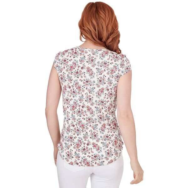 Womens Emline Key Items Floral Cap Sleeve Tee - Boscov's