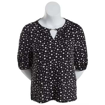 Petites Zac & Rachel Short Sleeve Polka Dot Blouse - Boscov's