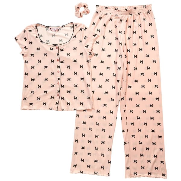Womens Rampage Min Bows Square Neck Smocked Waist Pajama Set - Boscov's