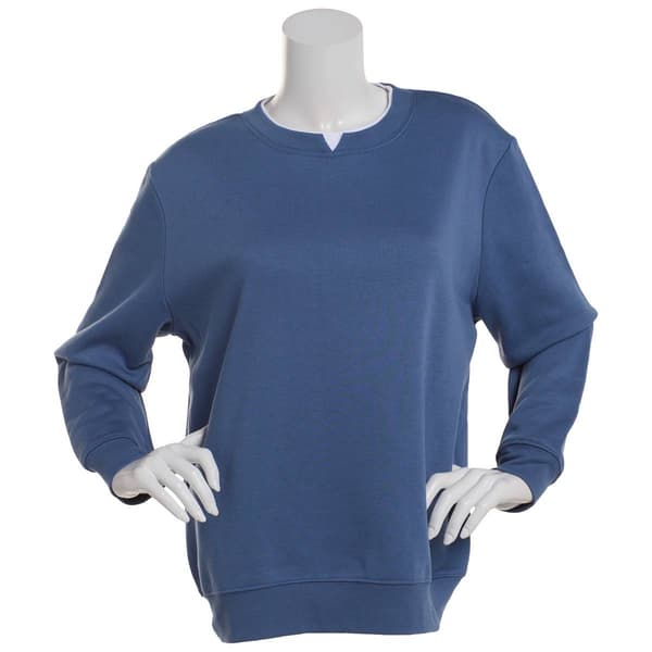 Petite Hasting & Smith Long Sleeve Solid Crew Neck Sweatshirt - Boscov's