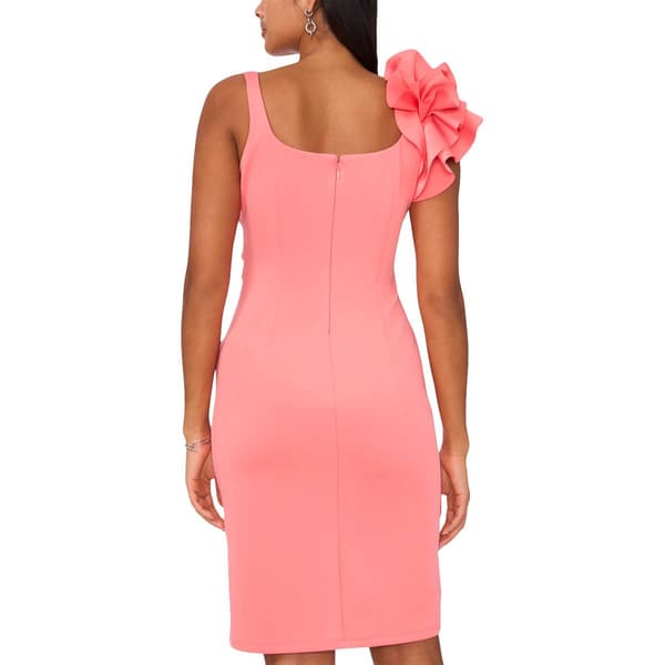 Womens MSK Sleeveless Ruffle Flower Trim V-Neck Sheath Dress - Boscov's