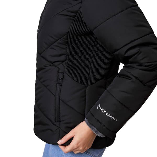 Womens Free Country Puffer Active Jacket w/Butter Pile Bib - Boscov's