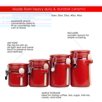 Home Basics Ceramic Canister Set Of 4 - Boscov's