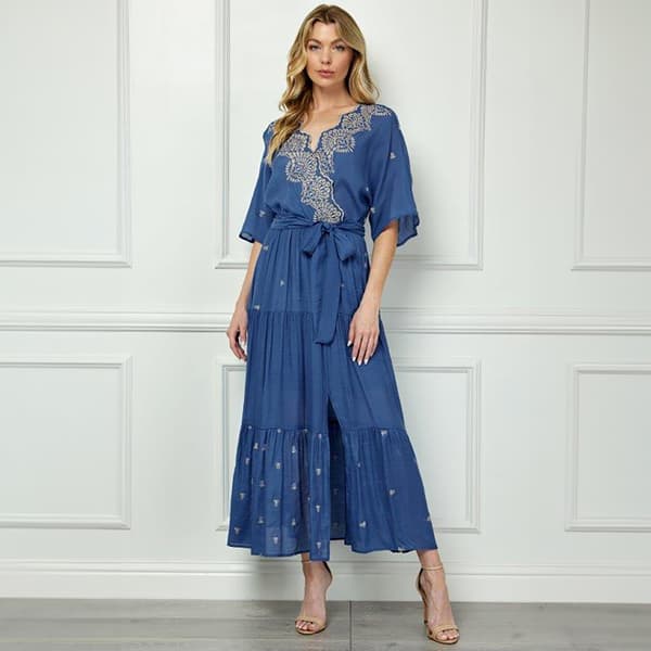 Womens Figueroa & Flower Short Sleeve Embroidered Maxi Dress - Boscov's