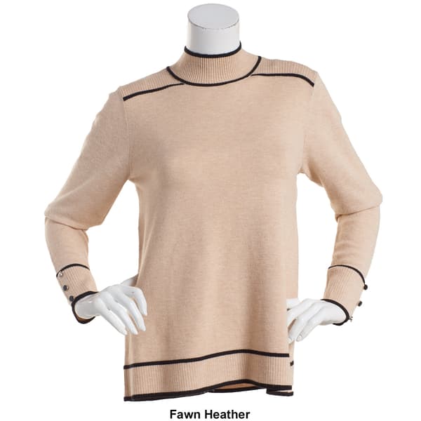 Petite Retrology Mock Neck Sweater with Piping - Boscov's