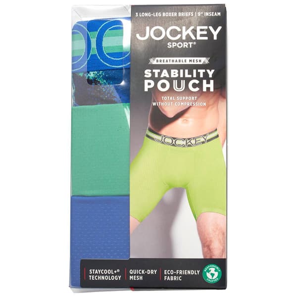 Mens Jockey® 3pk. Stability Pouch Long Leg Boxer Briefs - Blue - Boscov's