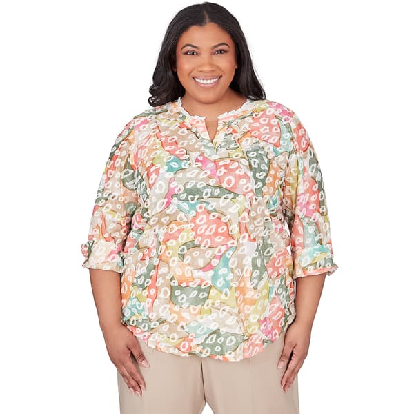 Plus Size Alfred Dunner Tuscan Sunset Abstract Jacquard Blouse - Boscov's
