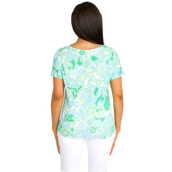 Womens Ruby Rd. Must Haves II Floral Tee- Waterfall - Boscov's