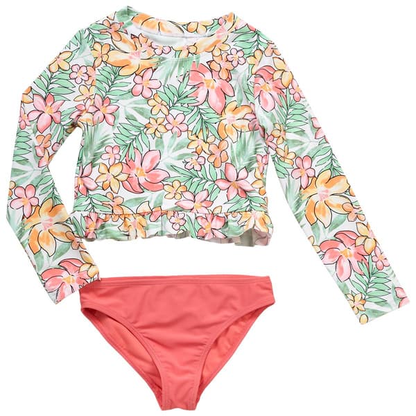 Girls (4-6x) Angel Beach 2pc. Tropical Rash Guard Swim Set - Boscov's