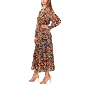 Womens MSK Long Sleeve Floral Chiffon Tier Maxi Dress - Boscov's
